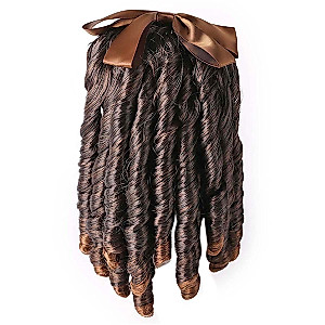HlpiAMok SPPRANDOM QYUU Regency Ringlet Ponytail Hairpiece with Bow Spiral Curl Synthetic Half Wig Historical Colonial Lady Costume Wig (Light Brown)