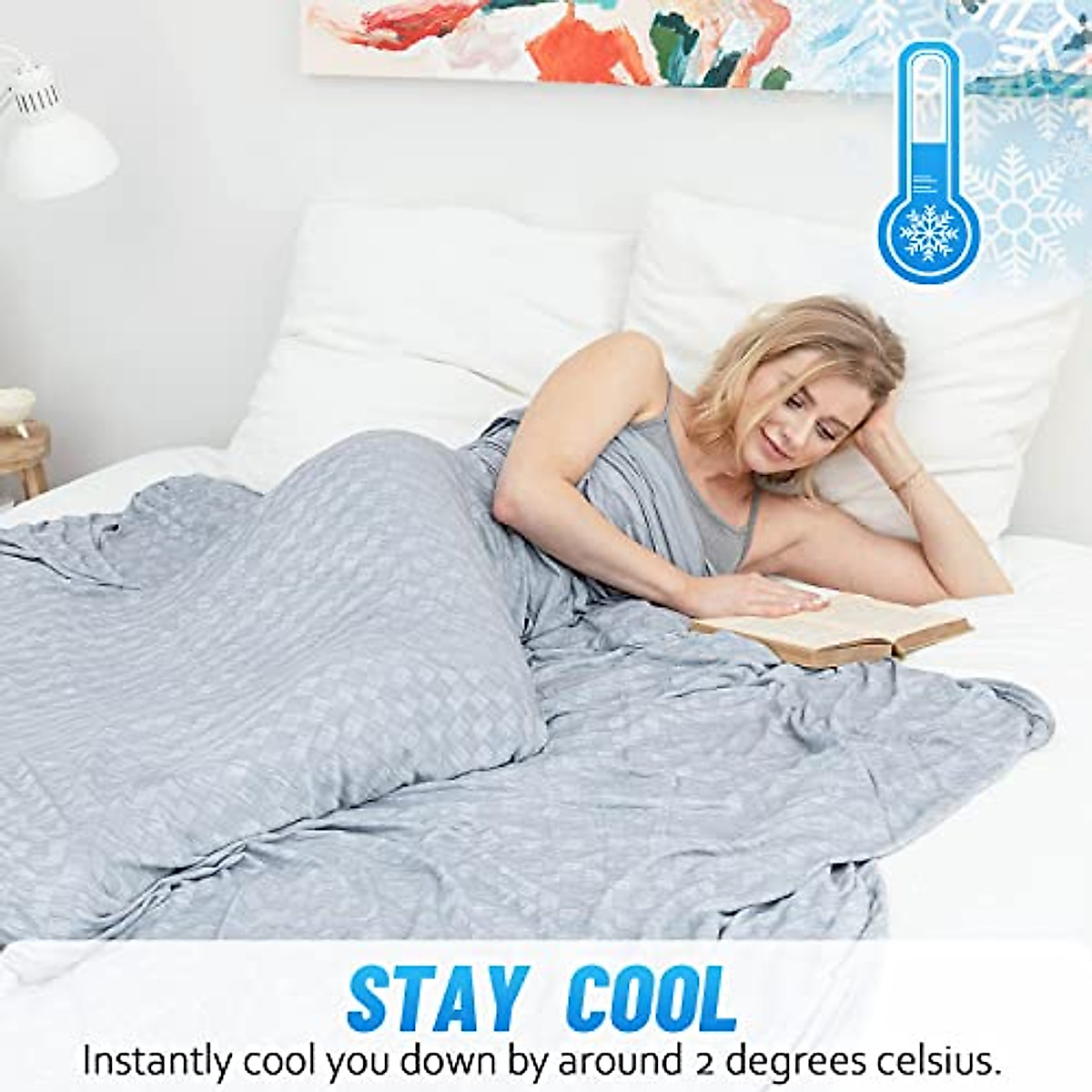 Ailemei Direct Cooling Throw Blanket for Hot Sleepers, with Double Sided Cold Effect, Lightweight Breathable Summer Blanket for Night Sweats, Throw Blankets for Couch, 50"x60", Gray Checkered