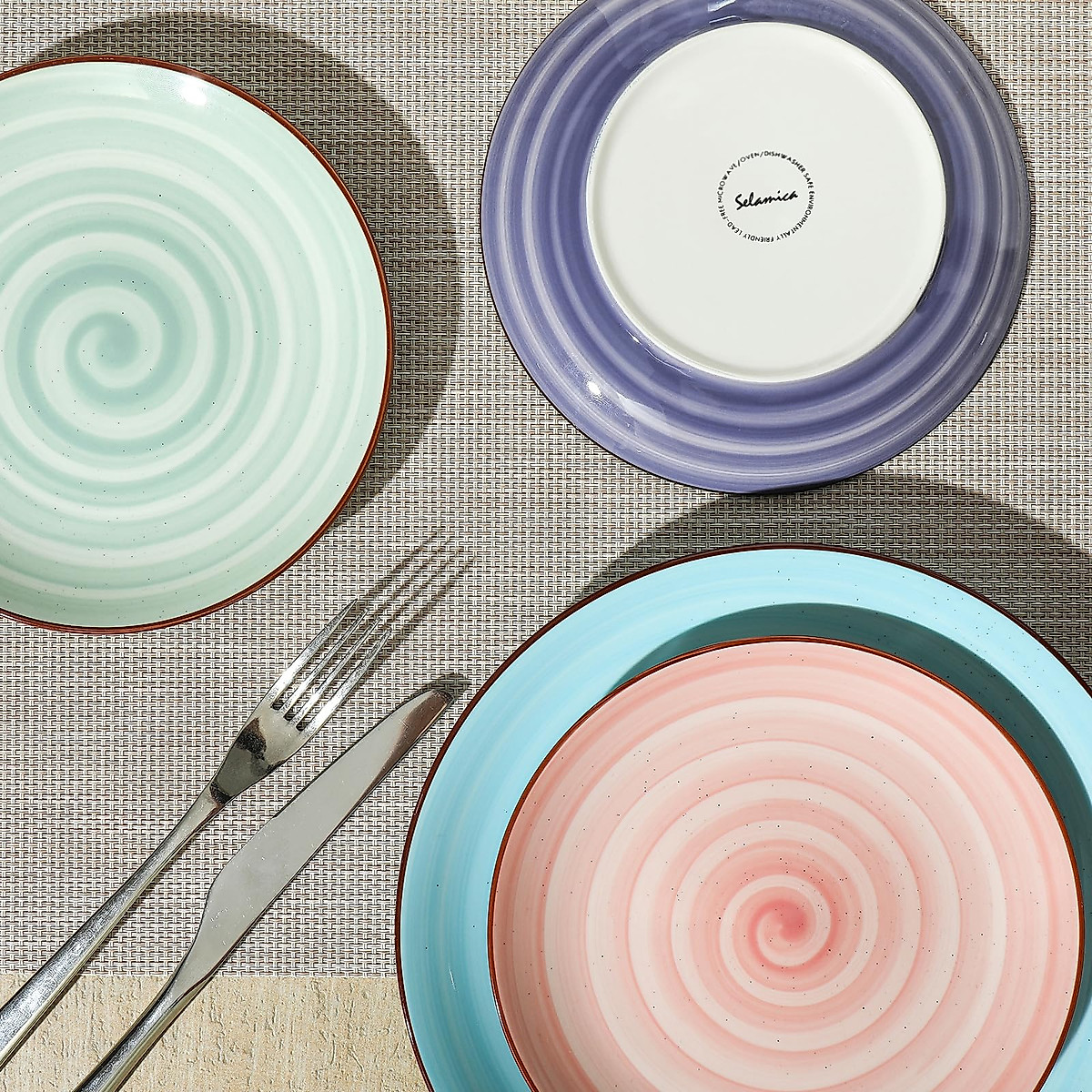 Selamica Ceramic Dessert Plates Set of 6, Small Salad Plates 6 Inch Appetizer Plates for Kitchen, Small Dinner Plates/Dishes for Cake Snacks Side Dish, Microwave Dishwasher Safe, Gradient Color