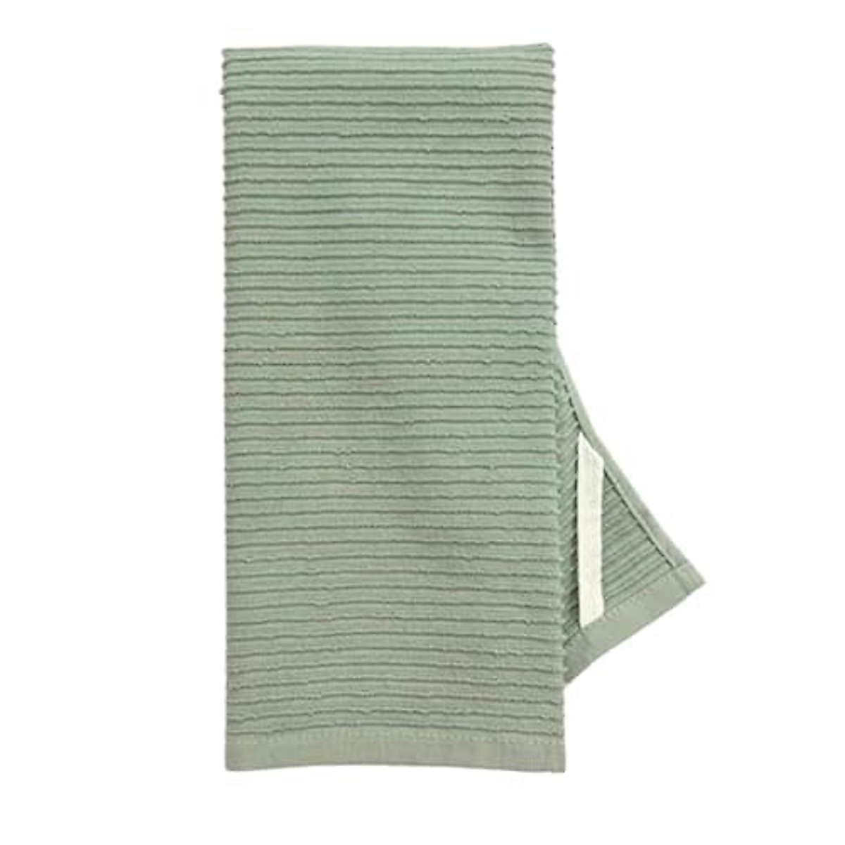 Sage Green Kitchen Dish Towels 100% Cotton Cloth Soft Cleaning Drying Absorbent Terry Ribbed Loop: Set of 3 Multipurpose for Everyday Use