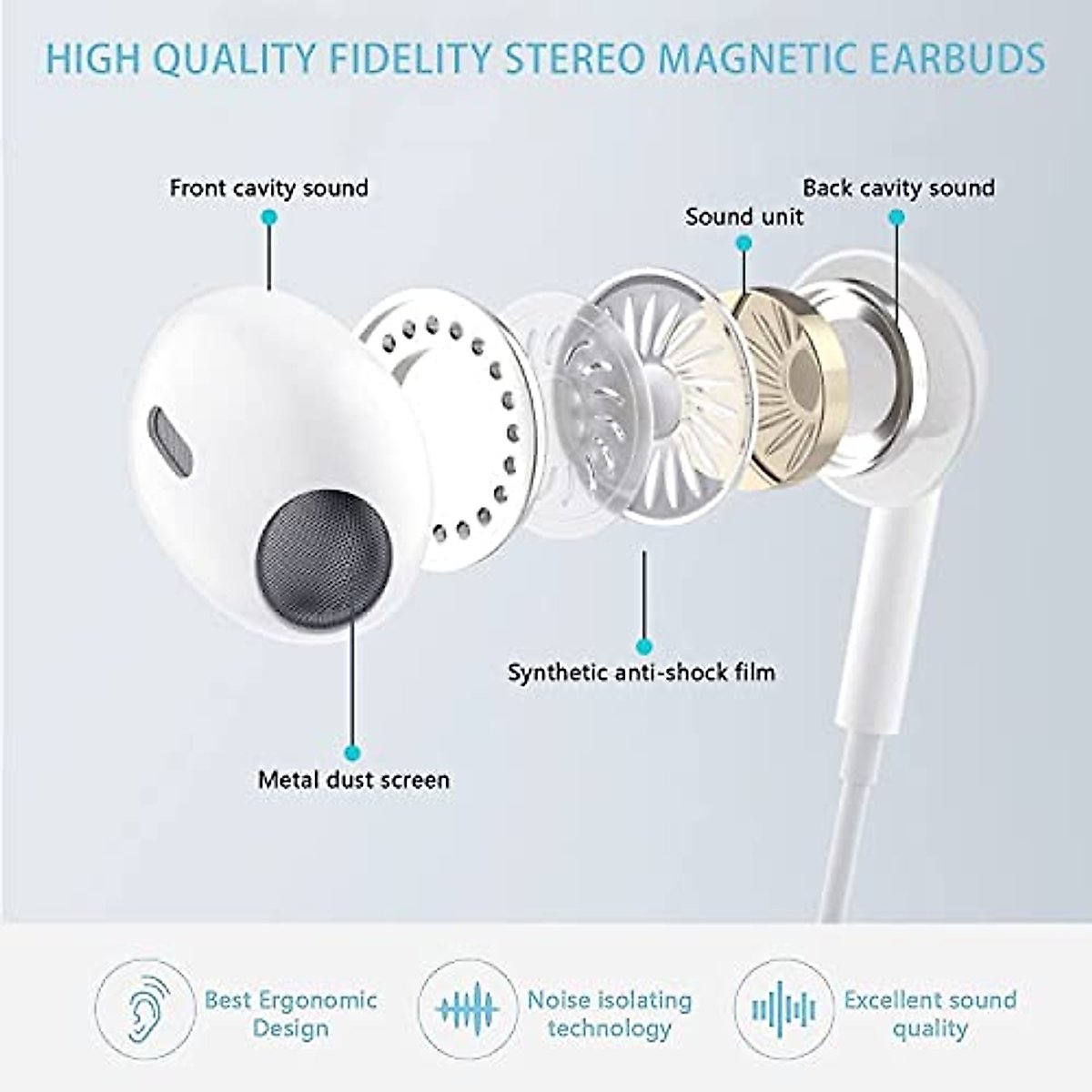 2 Pack Earbuds for iPhone Headphones Wired,Earphones with Lightning Connector (Built-in Microphone & Volume Control)【MFi Certified】Noise Isolating Headsets for iPhone 14/13/12/11/XR/XS/X/8