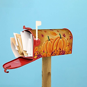 Fall Mailbox Cover Pumpkin Leaf Thanksgiving Boxes Autumn Standard Size 18" X 21" Mailbox Wraps Post Letter Box Cover Garden Decorations Outdoor