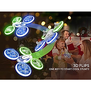 Heygelo S60 Drones for Kids, Mini Drone with LED Lights for Beginners, RC Quadcopter with Altitude Hold and Headless Mode, Full Propeller Protect, 3D Flips, 2 Batteries, Toys Gifts for Boys Girls