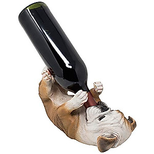 Thirsty English Bulldog Wine Bottle Holder Statue Display Stand Decorative Centerpiece for Bar or Kitchen Counter Décor As Gifts for Dog Lovers