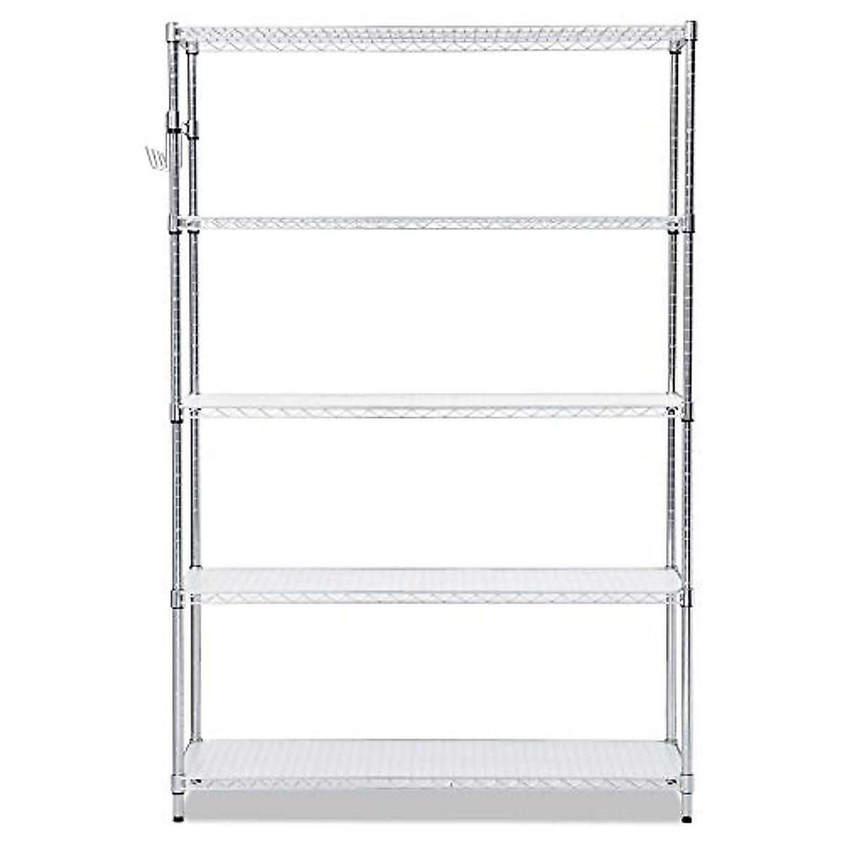 Alera 5-Shelf Wire Shelving Kit with Casters and Shelf Liners, 48w x 18d x 72h, Silver