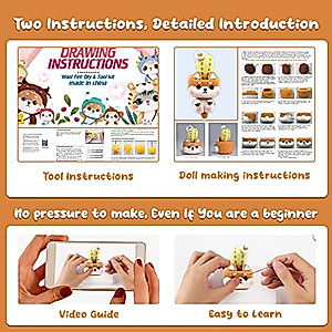 Needle Felting Beginner Kit, Needle Felting Kit, Needle Felting Starter Kit with Basic Felt Tools, Needle Felting Supplies with Foam Mat Felting Needles Wool Roving for DIY Crafts(Shiba Inu)