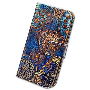 Bcov Galaxy S23 Plus Case, Gorgeous Colours Circle Mandala Leather Flip Phone Case Wallet Cover with Card Slot Holder Kickstand for Samsung Galaxy S23 Plus