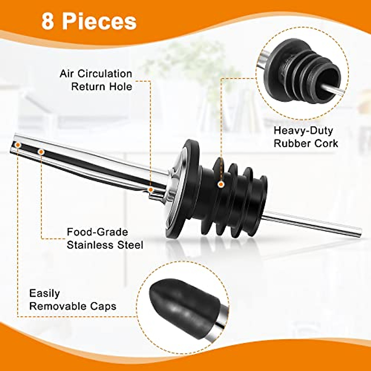 6 Sets Fruit Juice Pour Bottles with 8 Pieces Tapered Spout Bottle Pourers 50.73 oz 33.82 oz 16.91 oz Multi Color Juice Container Plastic Bartender Accessories for Juice Drink Wine Bar Store Supplies