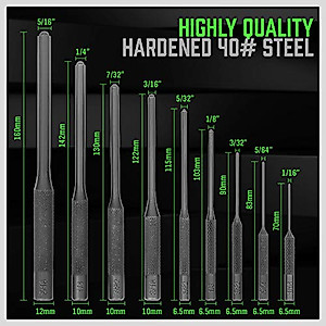 SWANLAKE 9-Pieces Roll Pin Punch Set, Removing Repair Tool with Holder for Automotive, Watch Repair,Jewelry and Craft