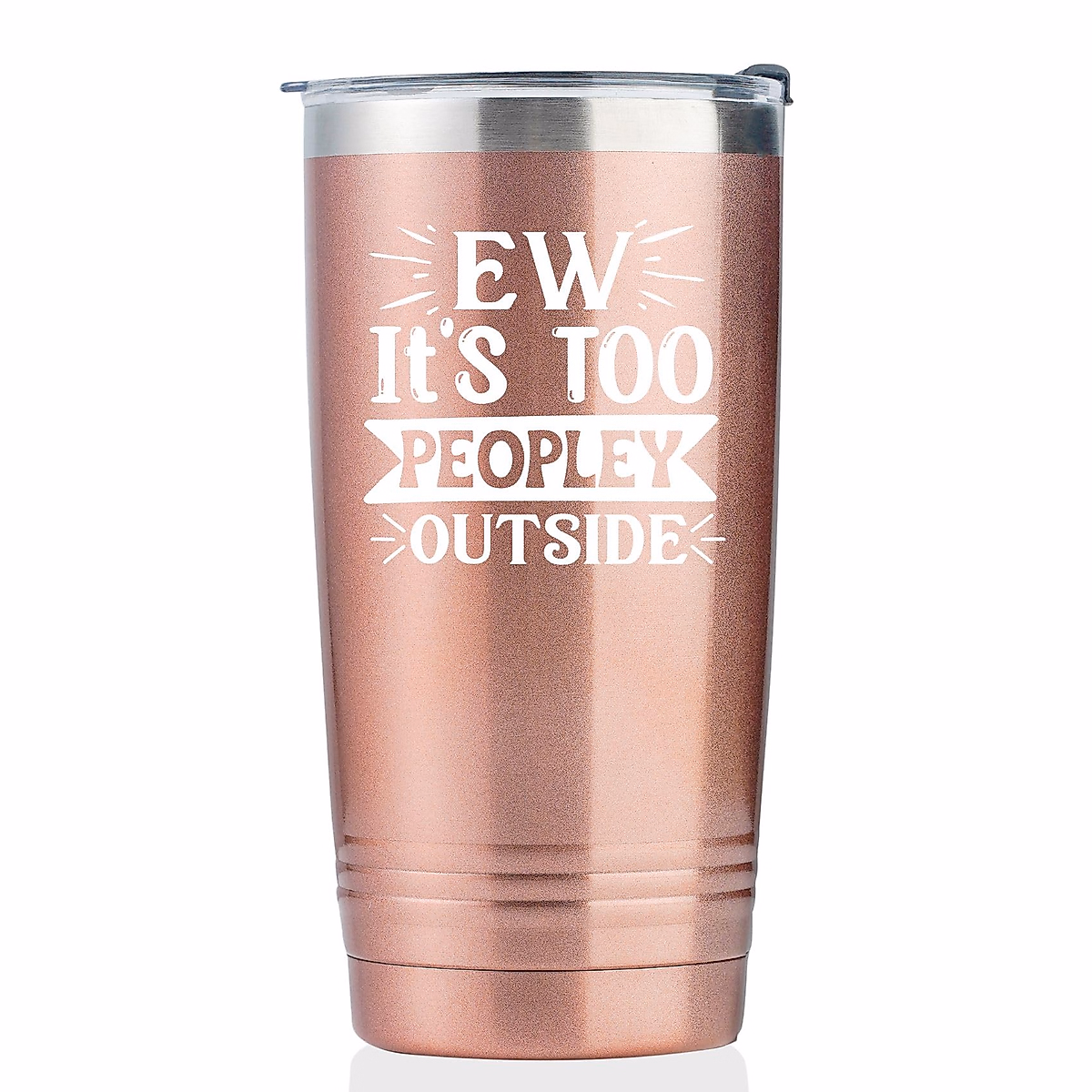 Onebttl Introvert Gifts for Girls, Women, Coworkers, INFP, INTP Coffee Travel Mug - It's Peoplely Out There - Stainless Steel 20Oz Tumbler