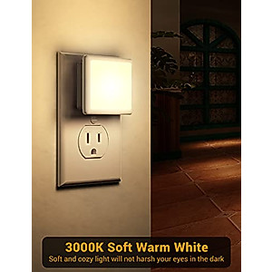 JandCase Night Lights Plug into Wall[4 Pack],Plug in Night Light with Auto Light Sensor,3000K Warm White,Bathroom NightLight for Adults,Hallway,Kitchen