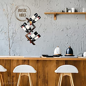 Charmont Wooden Wine Rack Wall Mounted -Rustic Zig Zag Wine Holder - Wine Bottle Holder for Bar, Kitchen Storage, Dining Room, Wedding Gift- Wall Home Décor for Wine Display; 6 Bottles (1, Natural)