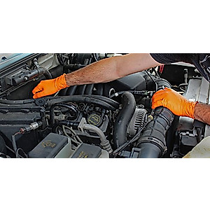 Adenna CAT455 Catch 9 mil Powder-Free Nitrile Gloves, Raised Grip, Orange, Medium, Box of 100