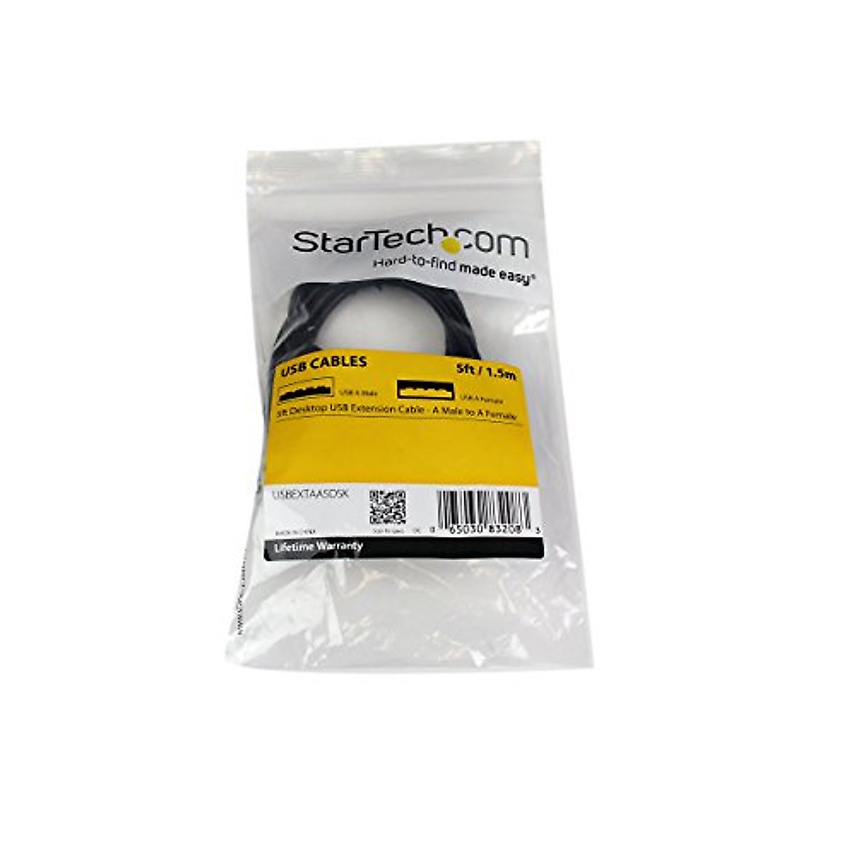 StarTech.com 5ft USB 2.0 Extension Cable - Male to Female - 5 ft USB A to A Extension cord for Laptop, Desktop, Tablet, Webcam & More (USBEXTAA5DSK) , Black