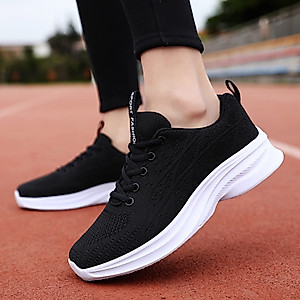 ZGRZPMGR Women's Casual Walking Shoes Breathable Sports Running Shoes Outdoor Lace-up Tennis Shoes Sneakers for Women Black