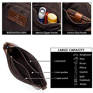 BOSTANTEN Crossbody Bags for Women Trendy Vegan Leather Hobo Purses Shoulder Handbags With Wide Shoulder Strap Coffee with Beige