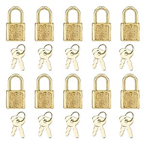 10pcs Mini Cute Diary Padlocks Gold Small Luggage Locks with Keys for Jewelry Boxes Decor