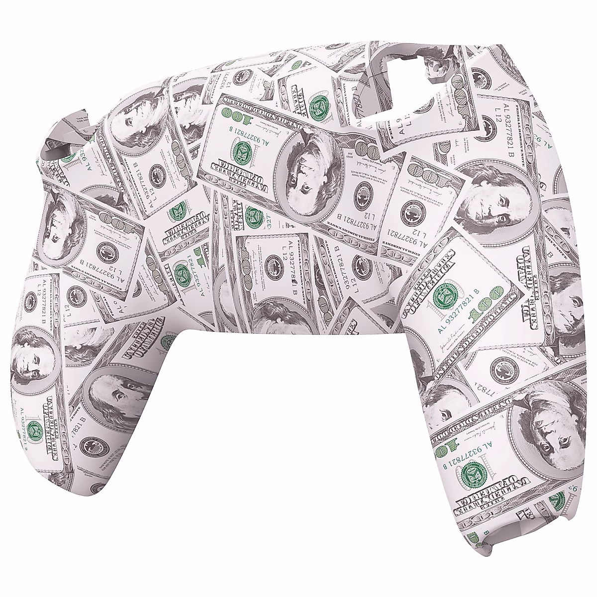 eXtremeRate 100 Cash Money Patterned Soft Touch Custom Back Plate Bottom Shell Compatible with ps5 Controller, Soft Touch Replacement Back Shell Cover Compatible with ps5 Controller