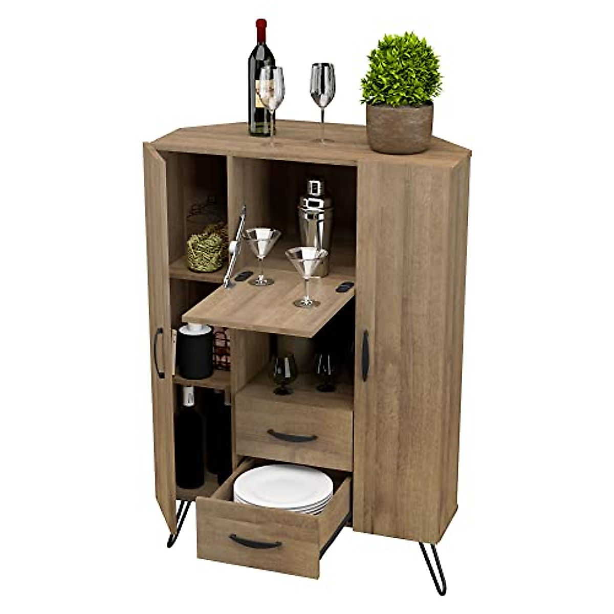 Inval Retro Buffet Corner Storage Cabinet, Amaretto
