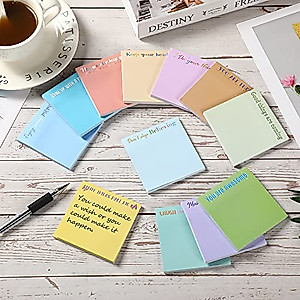 Inspirational Sticky Notes 3 x 3 Inch Motivational Fun Notepads 50 Sheets Each Positive Gifts for Teacher Nurse Coworkers Work Studying Supplies(Simple Style, 12 Pieces)