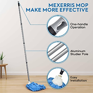 Matthew Microfiber Cloth Mop Compatible with Ceda Microfiber Cloth Mop Refill Commercial Mop Replacement 54" Stainless Steel Handle with 2 Wet Mop Heads w/1 Handle Incl.2Pcs Microfiber Cloth-Blue