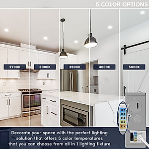 LUXRITE 6 Inch Square LED Recessed Ceiling Light with Junction Box, 18W, 5CCT Selectable 2700K/3000K/3500K/4000K/5000K, 1800LM High Brightness, Dimmable Canless Downlight, Wet Rated, ETL (6 Pack)