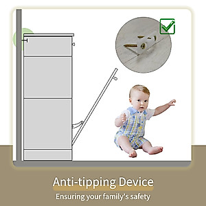 CREAWELLAY Tilt Out Trash Can Cabinet, 13 Gallon Large Hidden Kitchen Garbage Can with Storage Drawer, Farmhouse Wooden Garbage Bin Cabinet for Laundry Room, Living Room (White)