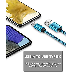 [2Pack-6Ft] USBC Charger Cord, USB to USB Type C Cable Fast Charging Braided Wire for Samsung Galaxy S23 S22 Ultra S21 Fe S20 S10 S10e S9 A12 A13 A32 A52 A72 A13 A02s A03s A33 A53 Note 20 USBC-C Chord