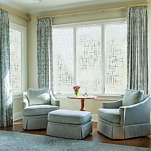 rabbitgoo Window Privacy Film Frosted Glass Window Film, Decorative Privacy Cling, UV Blocking Staic Cling Bathroom Glass Frosting Sticker, Non-Adhesive Front Door Cover, Cross Pattern, 11.8" x 78.7"