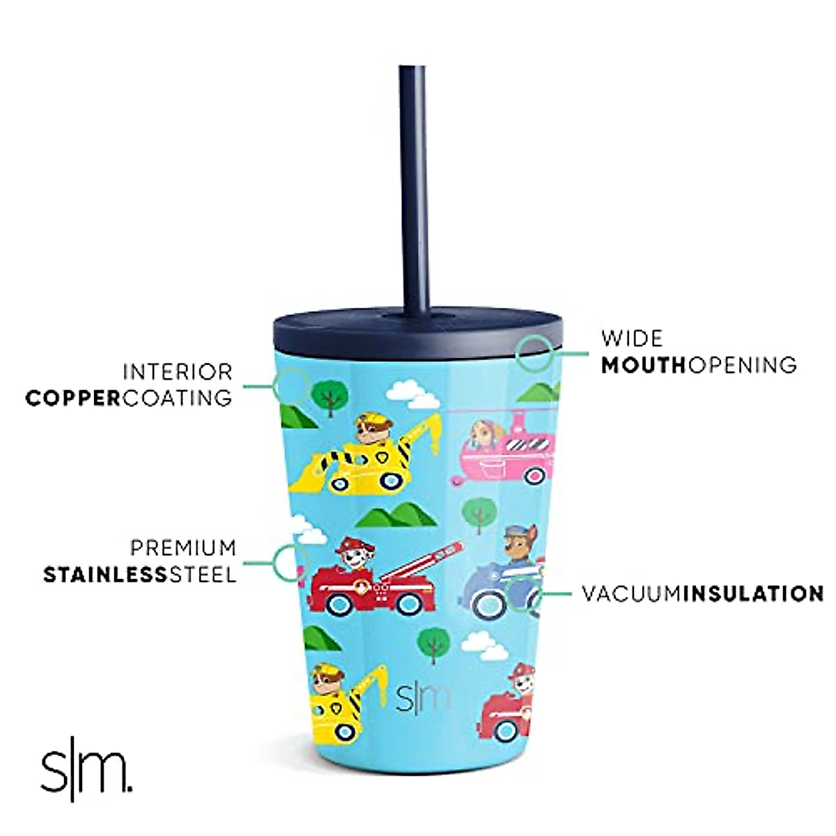 Simple Modern Paw Patrol Toddler Cup with Lid and Silicone Straw | Kids Water Bottle Tumbler Insulated Stainless Steel Thermos | Classic Collection | 12oz, Paw Patrol Adventures