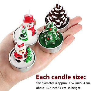 12 Pieces Christmas Tealight Candles Handmade Delicate Santas Snowman Acorn Tree Candles for Christmas Home Decoration Gifts (Style H)