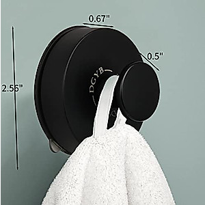 Black Shower Hooks 2 Packs Bathroom Towel Hook ABS Waterproof Heavy Duty Suction Cup Hooks for Shower Kitchen Glass Door Tile Mirror