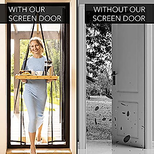 Easy Install, Self-Closing, Pet Friendly Walk Through Door Screen Magnetic Closure (38"x82") - The Original Mesh Magnetic Screen Door for Sliding Door Keeps Bugs Out - Magnetic Screen Door Flux Phenom