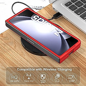 Cresee Case for Samsung Galaxy Z Fold 5 (2023) with Cover Screen Protector, Thin Hard PC Phone Case for Galaxy Z Fold5 - Red