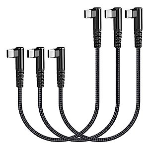 USB C to USB C Cable 100W 1ft 3 Pack 90 Degree Type C Cable Nylon Braided Right Angle USBC Fast Charging Cable Compatible with MacBook Pro 2021, iPad Pro 2021, Samsung, Pixel, LG