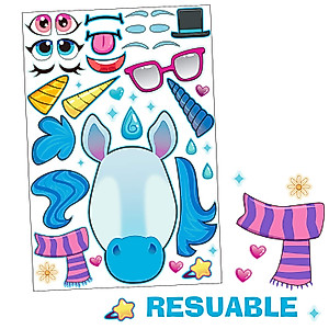 JOYIN 36PCS 9.8"x6.7" Make a face Stickers for Kids, Make Your Own Unicorn Stickers, Party Favors Kids Crafts, Goodie Bags Stuffers for Kids, Classroom Rewards