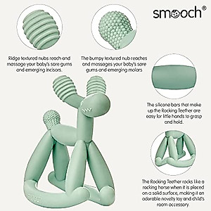 Smooch Rocking Teething Toys for Babies 0-6 Months, 12, 18 - Easy to Hold Silicone Baby Teether, Soft Infant Teething Toys Provides Baby Teething Relief & Soothes Sore Gums (Mint)