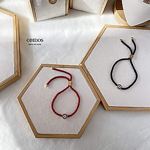 Obidos Evil Eye Bracelet Red String Kabbalah Protection Handmade Adjustable Bracelet For Women Men (Red)