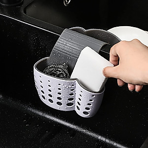 Sink Caddy Sponge Holder, Kitchen Sink Saddle Protector Caddy, Over the Sink Sponge Holder, Faucet Caddy Kitchen Organizer (1 Pack, Gray)