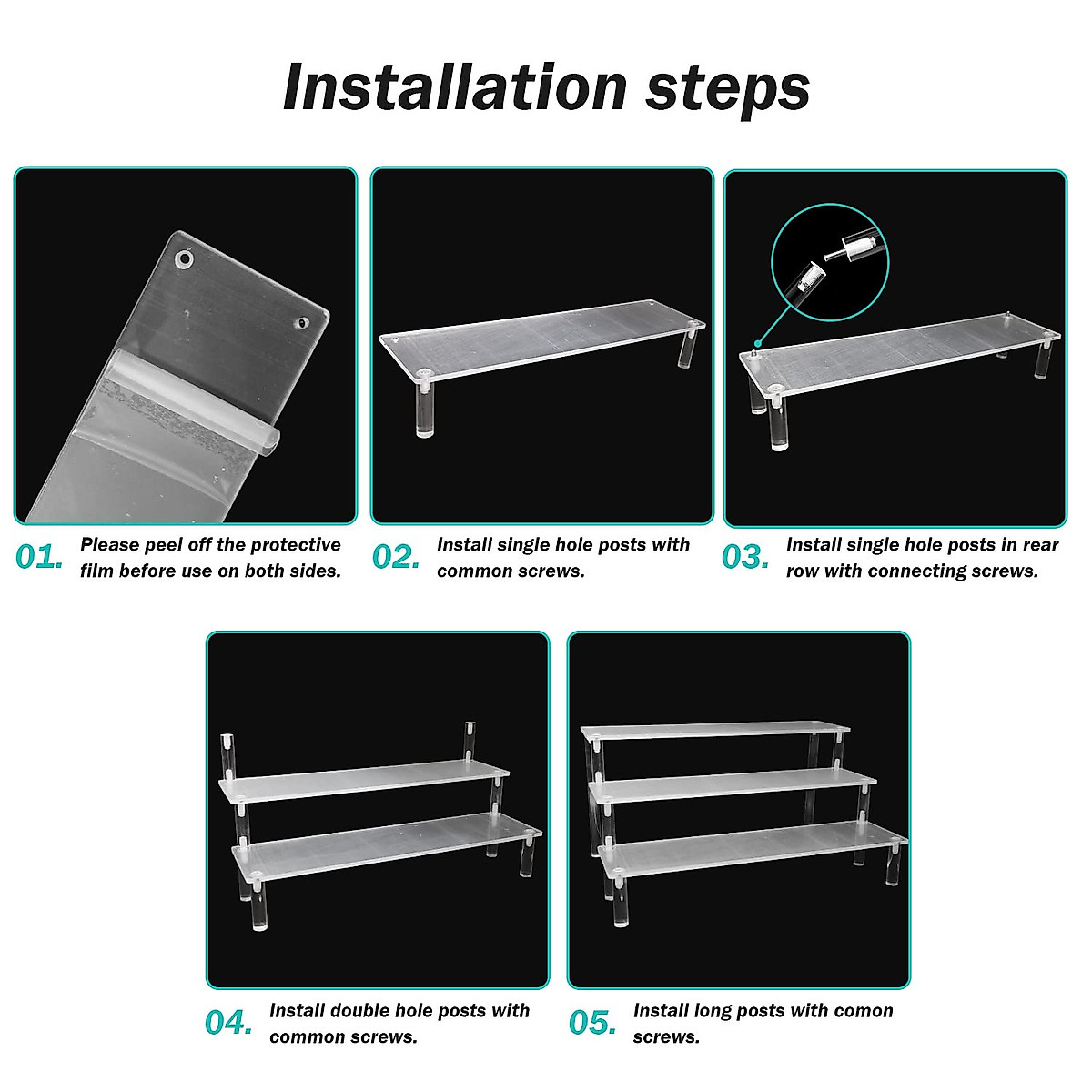 Acrylic Display Risers,Clear Shelf 3 Tier Cupcake Display Stand Steps for Food Desserts Stand Perfume Organizer Funko POP Collections，Small Mini Display Stand for Organizer and Decoration(12x8x6Inch)