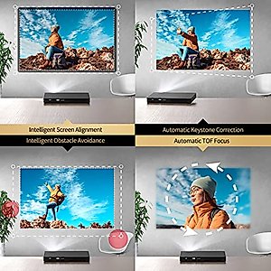 WEMAX Go Advanced Smart ALPD Laser Projector - Ultra Portable - 1080P 600 ANSI Lumens Projector and 50 inch ALR Ambient Light Rejecting Portable Projector Screen