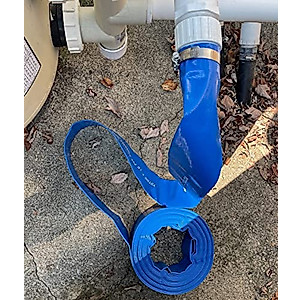 YOTOO Heavy Duty PVC Pool Backwash Hose 2 Inch by 50 Feet, Reinforced Discharge Hose with Connector and 4 Clamps for Swimming Pools, Pool Drain Hoses, Blue