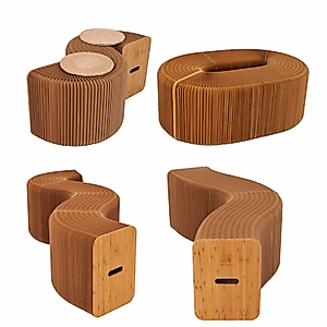 AlienTech Home Furniture Softeating Modern Design Accordin Folding Paper Stool Sofa Chair Kraft Paper Relaxing Foot Stool-Fashion Paper Design, Ideal for School, Kitchen ,Living & Dining Room