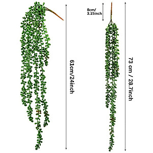 caapmony 5Pcs Artificial Succulents Hanging Plants Bulk 2.4FT Large Fake String of Pearls for Wall Home Garden Decor(Unpotted)