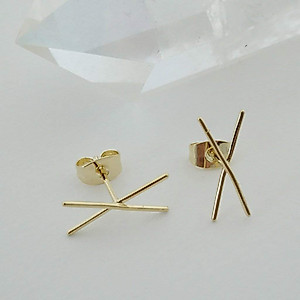 HONEYCAT X Bar Crawler Studs in Gold, Rose Gold, or Silver | Minimalist, Delicate Jewelry (Gold)