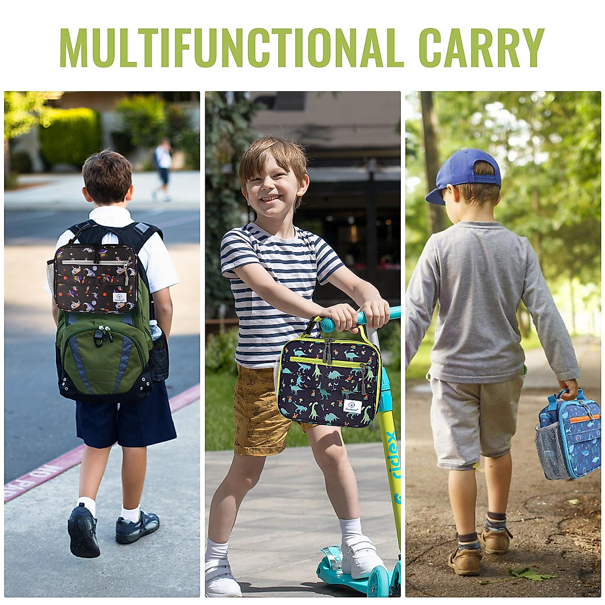 Genteen Lunch Box Kids, Prints Insulated Lunch Bag Kids Boys Girls,Soft Bag Mini Cooler Back to School Thermal Meal Tote Kit Lunch Box for School,Work,Outdoor - Dinosaur