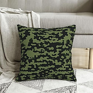 AdaNti Camo Green Print Corduroy Throw Pillow Covers Soft Square Throw Pillow Case Home Decorations for Bed Sofa Living Room 16"x16"