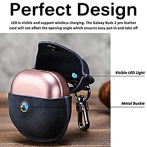 Miimall Leather Case Compatible for Samsung Galaxy Buds 2 Pro/Galaxy Buds Pro/Galaxy Buds 2 / Galaxy Buds Live, Full Protective Bumper with Keychain for Galaxy Buds 2 Pro(Blue)