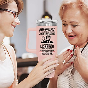 Mothers Day Gifts for Mom from Daughter, Son, Kids - Great Mom Coffee Tumbler on Birthday, Christmas, Durable Stainless Steel, Insulated for Hot or Cold Drinks, Ideal Gift for Mothers 40oz, Pink