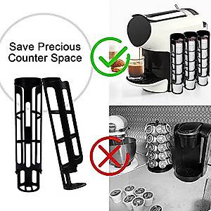 SUNGRACE K Cup Coffee Pod Holder for Keurig K-cup Coffee, Side Mount Storage Organizer, Perfect for Small Counters ( Black, 2 Pack for 10 K Cups)